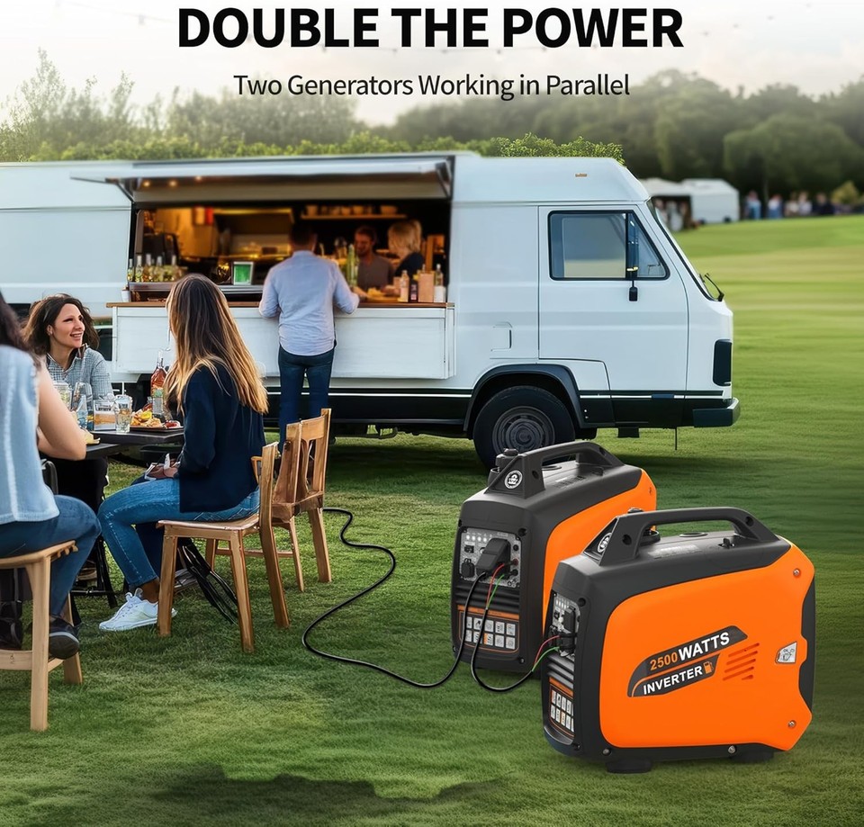 Portable Inverter Generator 2500W Gas Powered, Long Runtime Gas ...