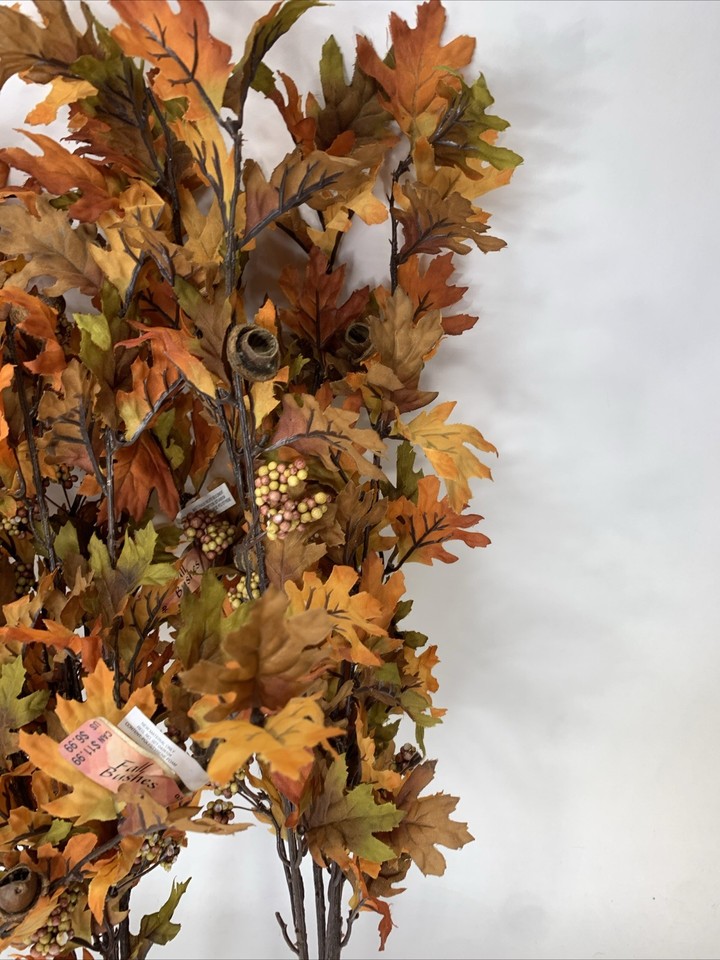 24 Stems Fall Oak Leaves Acorns Artificial Autumn Leaf Foliage Michael ...