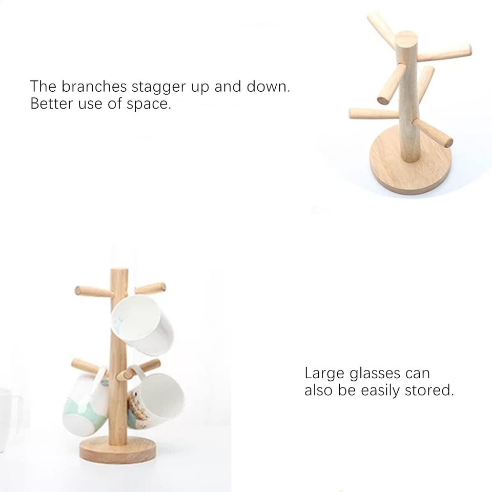 Mug Holder Tree, Bamboo Mug Tree Stand, Countertop Mug Tree, Coffee Cup ...