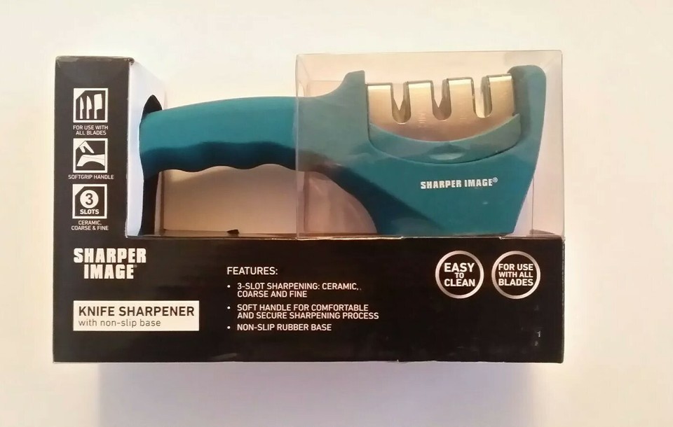 Sharper Image Knife Sharpener with Blue Soft Grip Handle | eBay