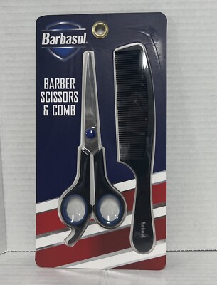 BARBASOL Barber Scissors and Comb/ 2 Pieces-Set/ 7" in (New) | eBay