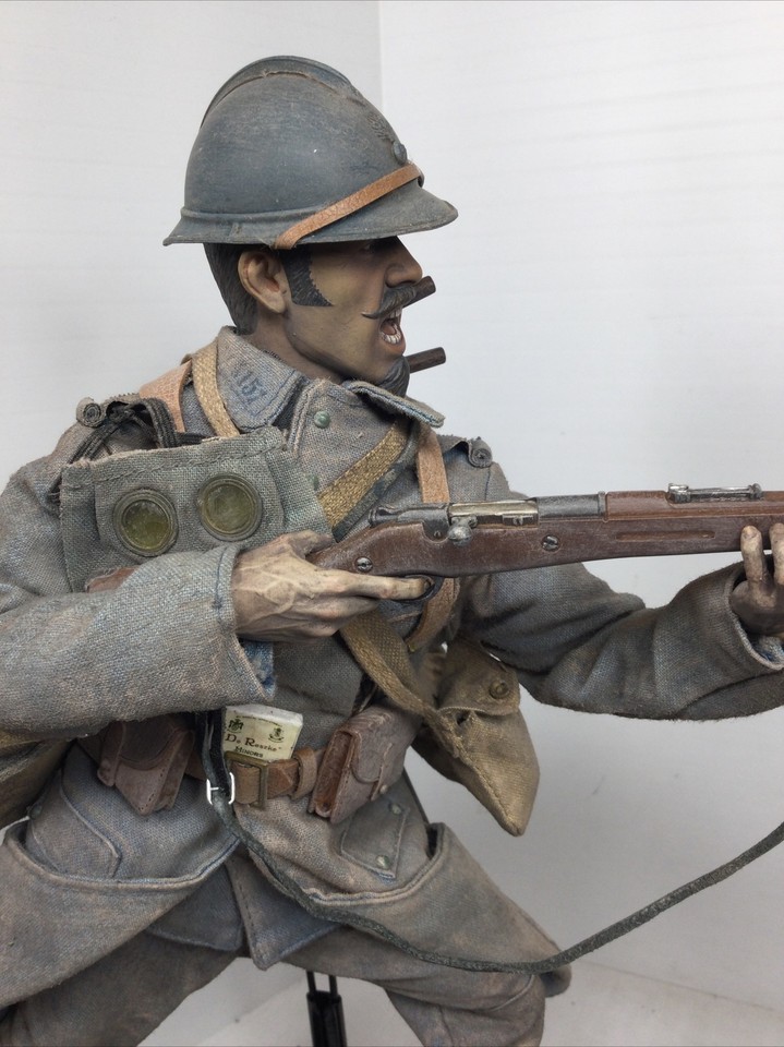 1/6 CUSTOM FRENCH WW1 FRONT LINE CHARGING INFANTRYMAN 1917 BERTHIER ...