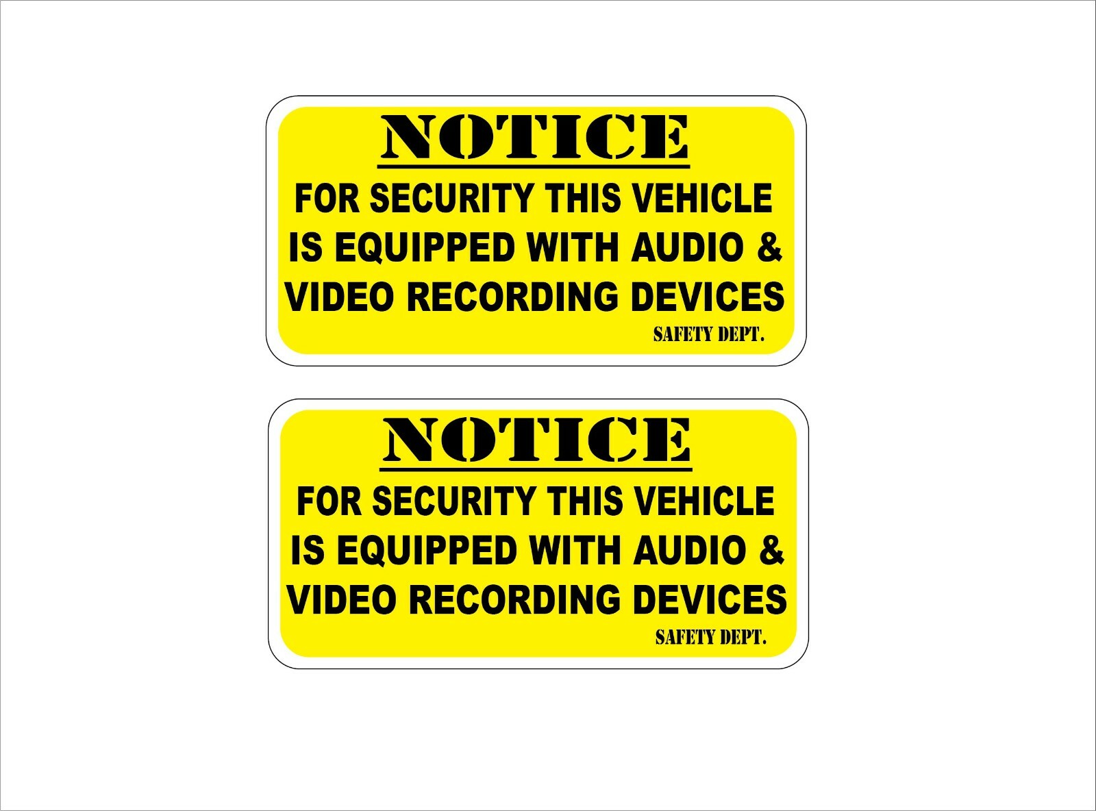 Notice Security This Vehicle Has Audio & Video Recording Decal Sticker ...
