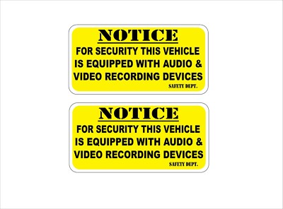 Notice Security This Vehicle Has Audio & Video Recording Decal Sticker ...