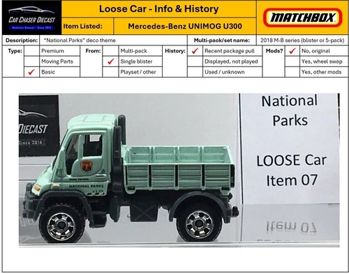 Matchbox Walmart 2018 / Mercedes-Benz series UNIMOG / National Parks ...