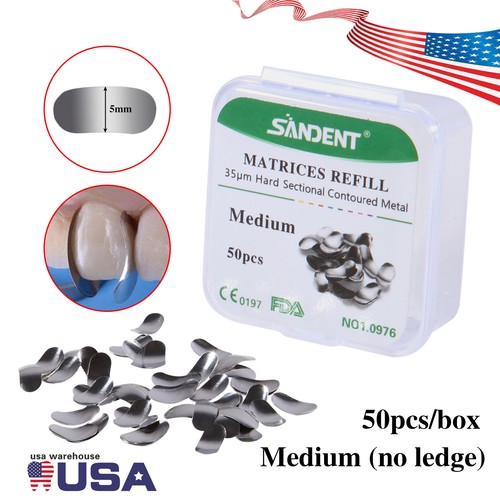 50X Dental Metal Matrices Sectional Contoured Matrix Refill hard band ...
