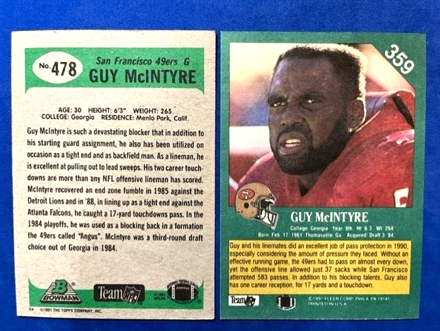 NFL - Guy McIntyre 1991 Bowman & 1991 Fleer Football - 49'ers | eBay