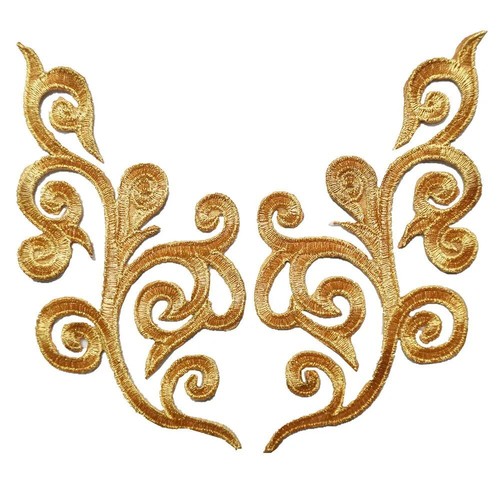 10pcs Filigree Shape Patch Gold Color Fabric Applique Sew On Clothes ...