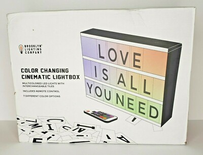Color Changing Cinematic Light Box 12" x 8" 100 Characters Remote USB ...