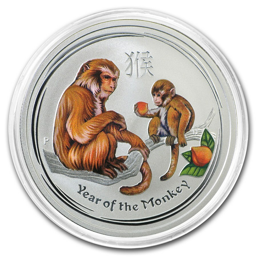 Perth Mint Australia $ 0.5 Coloured Monkey 2016 1/2 oz .999 Silver Coin ...