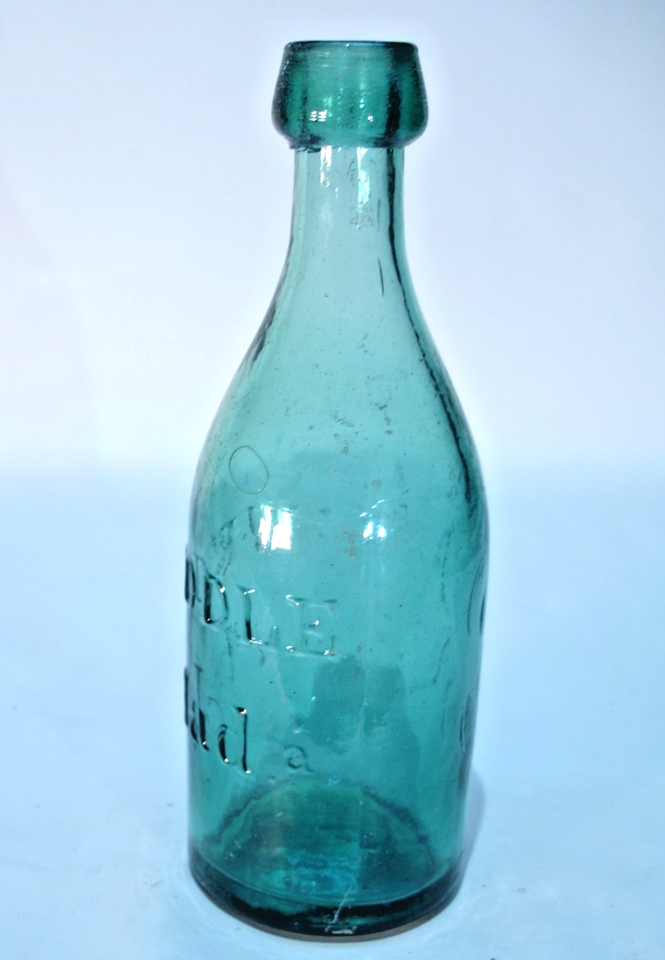 W. RIDDLE PHILADA PONTILED GREEN PONY SODA BEER OR MINERAL WATER BOTTLE ...