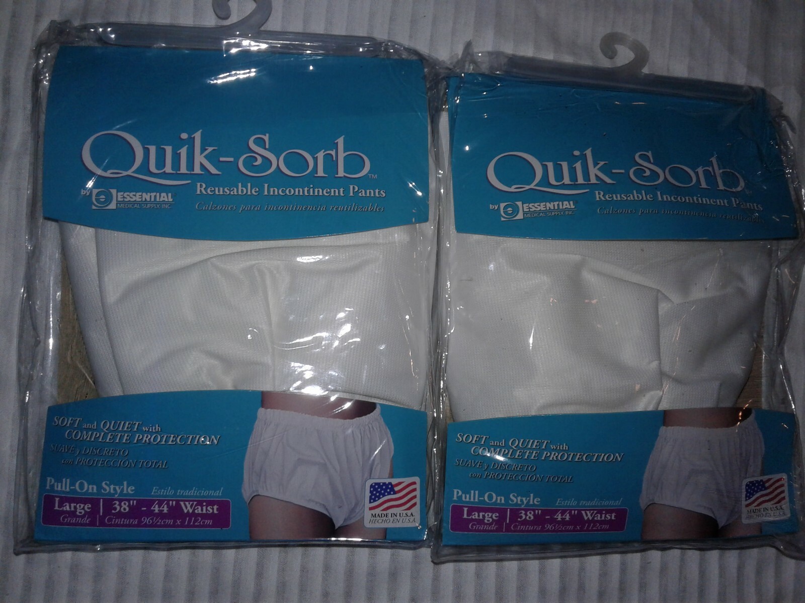 LOT OF 2 Quik-Sorb Reusable Incontinence Pants Underwear, Large 38"-44 ...