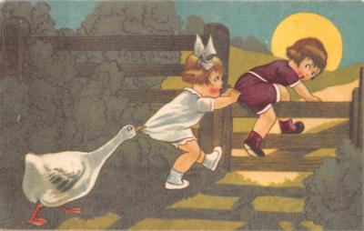 MOTHER GOOSE CHASING CHILDREN COMIC NETHERLANDS POSTCARD 1928 | eBay