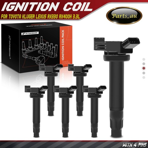 6x Ignition Coils for Toyota Kluger Lexus RX330 RX400H 6 3.3L 3MZ-FE ...