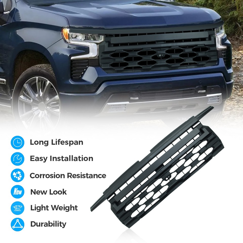 For 2022-2024 Chevy Silverado 1500 Front Bumper Grille Grill W/LED ...