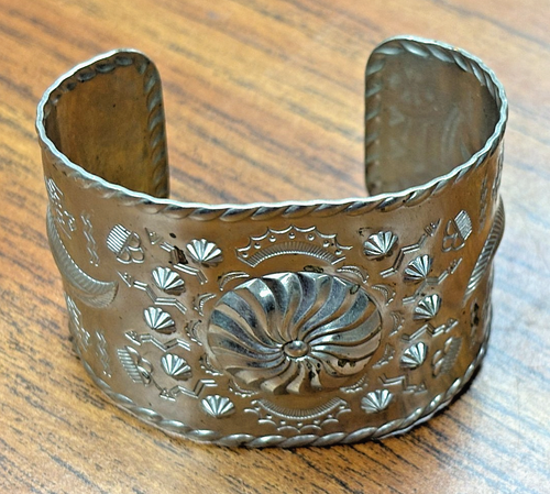 Bell in Albequerque Native American German Silver Bracelet Sun Burst ...