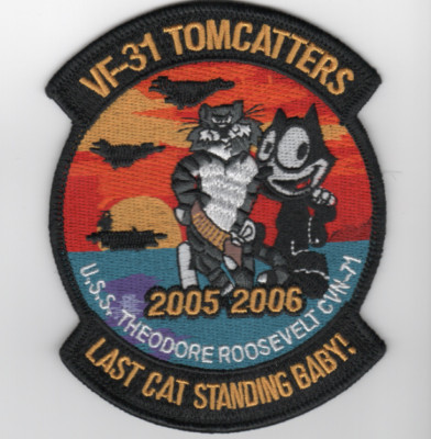 4.5" NAVY VF-31 TOMCATTERS LAST CAT STANDING BABY EMBROIDERED PATCH | eBay