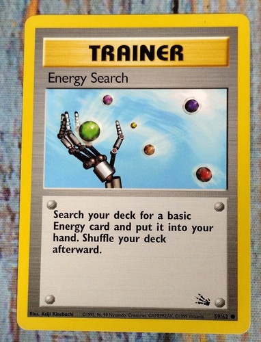 Pokemon Card TRAINER ENERGY SEARCH 59/62 TRAINER Fossil Set Common 1999 ...
