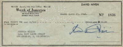 DAVID NIVEN - AUTOGRAPHED SIGNED CHECK 04/13/1948 | eBay