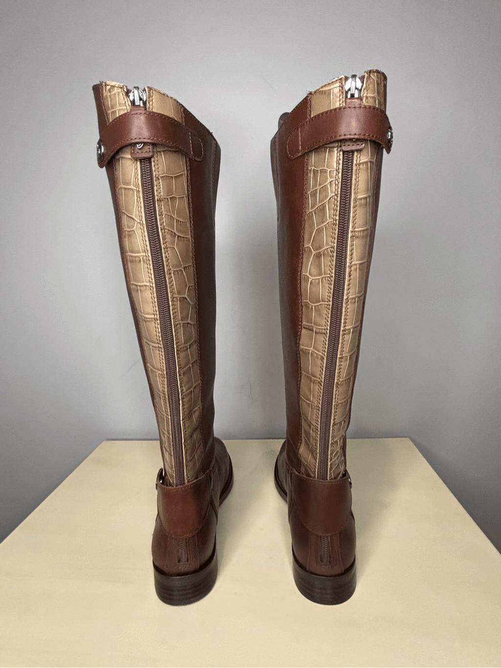 Sam Edelman Mikala Terazzo Leather Back Zip Knee High Riding Boots ...