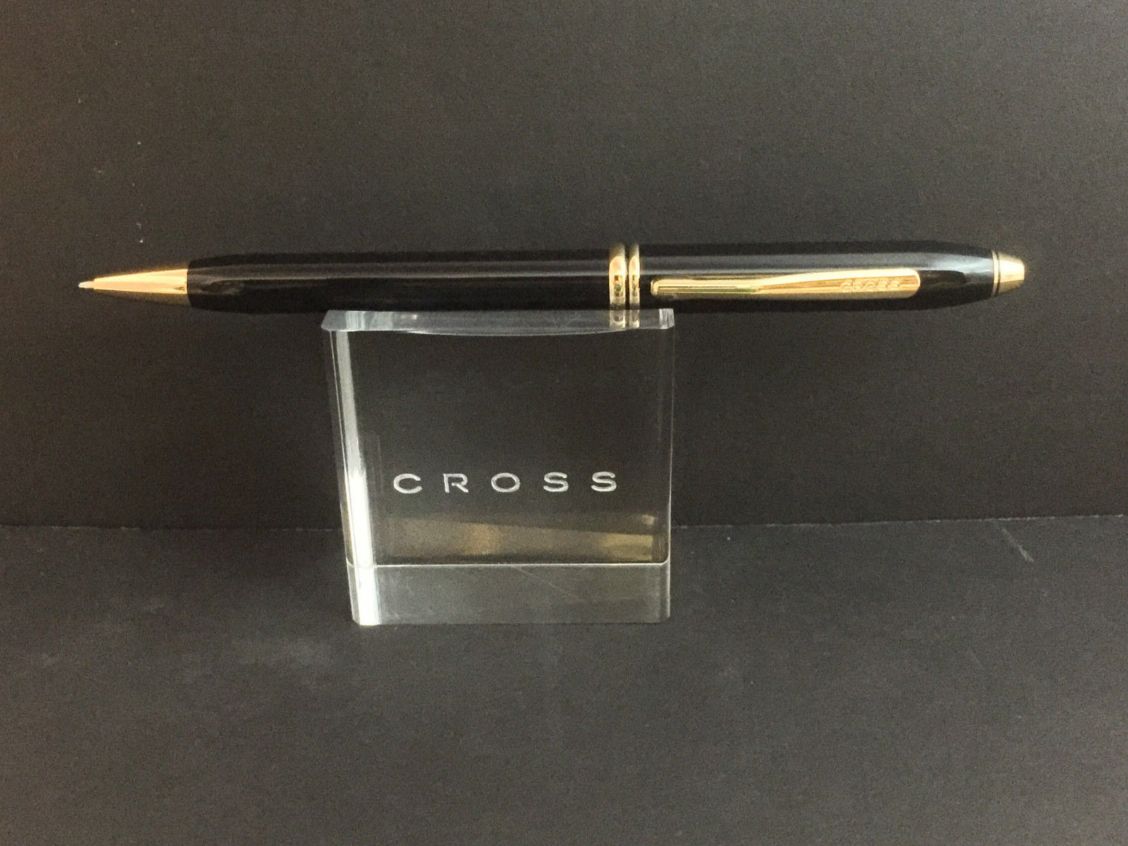 CROSS BLACK LACQUER TOWNSEND BALLPOINT PEN 23K GOLDPLATED TRIM #572TW ...