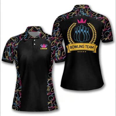 Bowling team player Polo Shirt, custom name Women Polo Shirt, Bowling ...