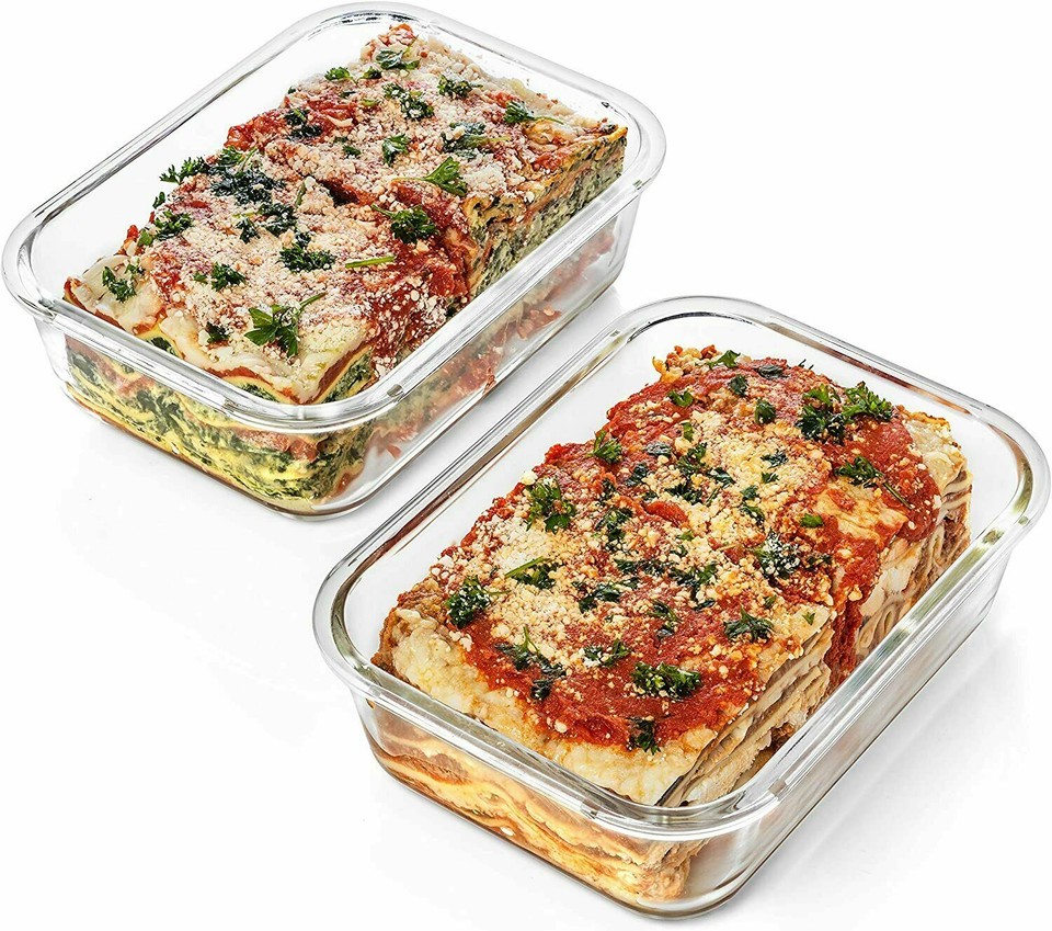 SET of 2 52 Oz Large Glass Food Storage Container with Airtight Lids ...