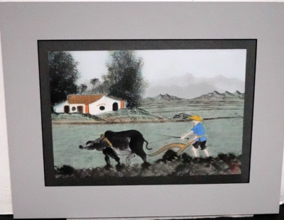 VIETNAM FARMER AND MULE ORIGINAL WATERCOLOR ON PAPER LANDSCAPE PAINTING ...