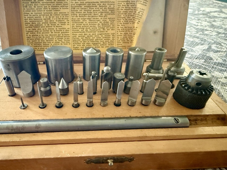 VINTAGE BERGEON No.30086/87/88 CLOCK BUSHING TOOLING SET FOR CLOCK ...