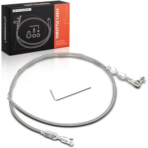 36" Universal Throttle Cable - Braided Stainless Steel Covering Locking ...