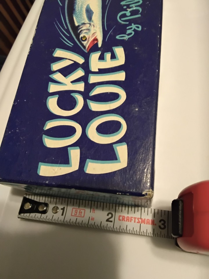 VINTAGE LUCKY LOUIE PLUGS TIGER BY Bill Minser BOX ONLY 6.25" x 2.25 ...