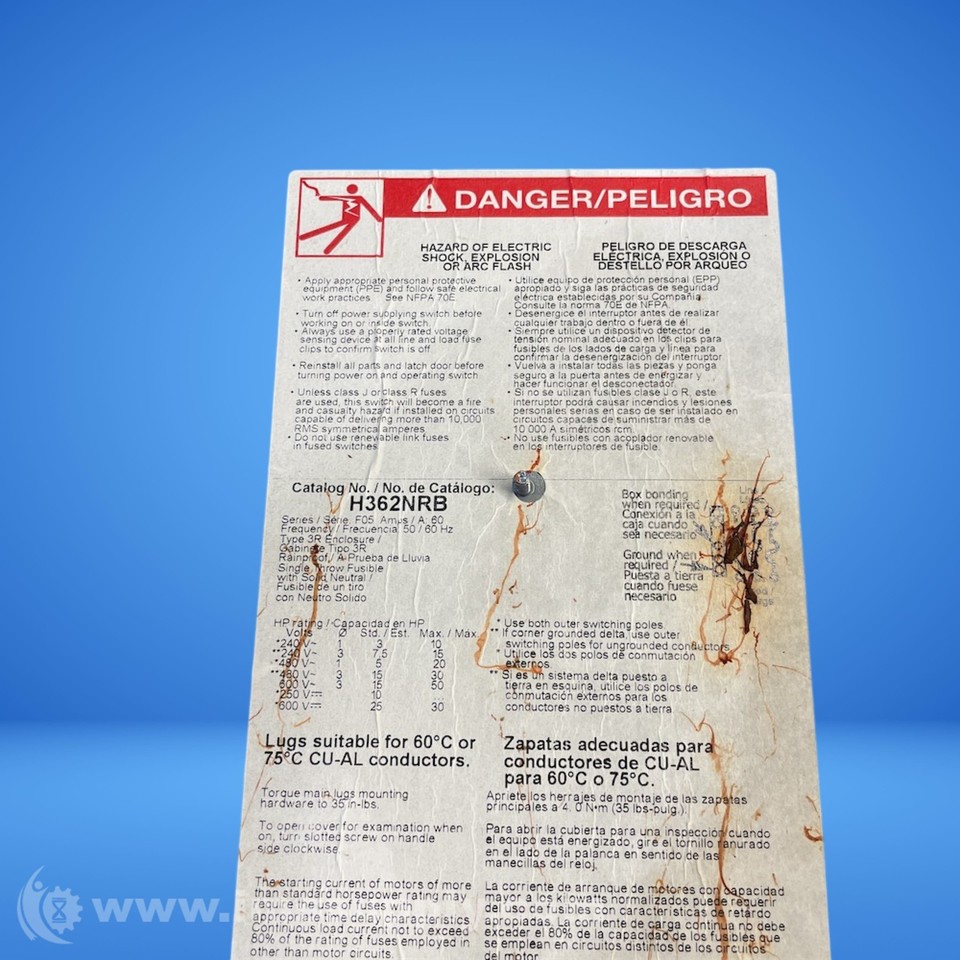 Square D H362NRB 600V 60A 3P Heavy Duty Safety Switch USIP | eBay