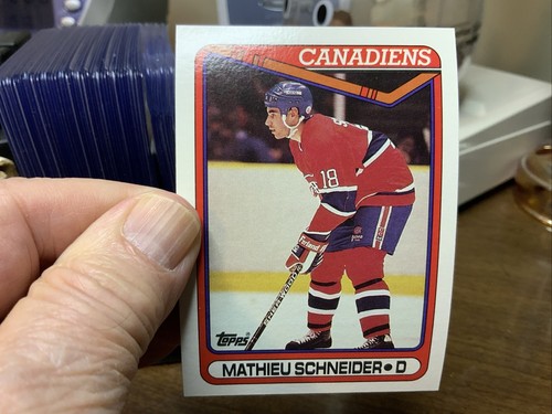 1990-91 Topps Hockey Card Mathieu Schneider Rookie Montreal Canadiens ...