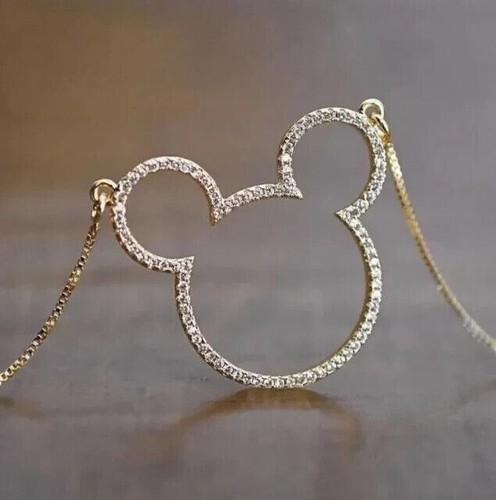 2Ct Round Cut Lab-Created Diamond Mickey Mouse Pendant 14K Yellow Gold ...