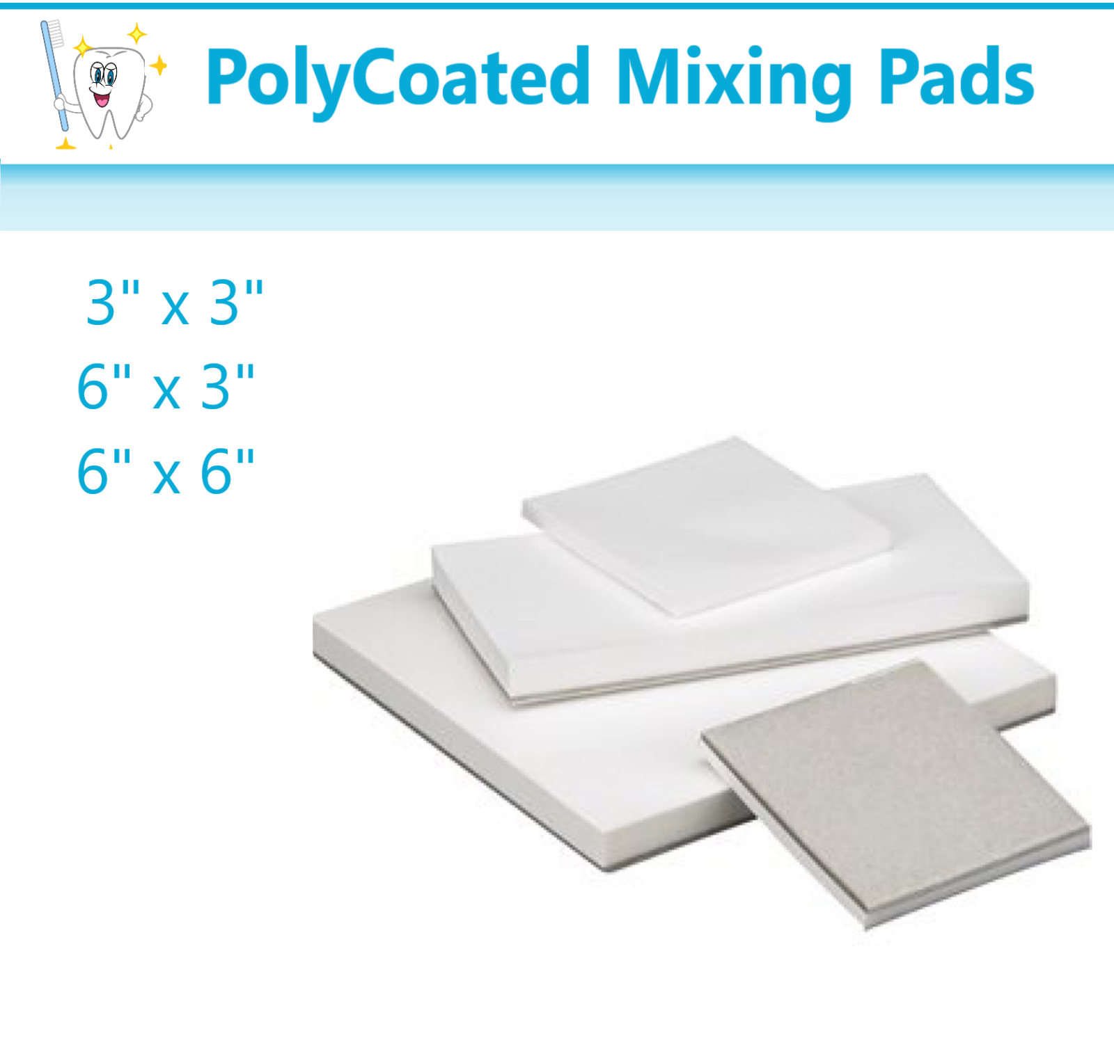 Dental Mixing Pads Paper/Poly Coated Disposable 3x3, 6x6, 6x3, 3" x 5 ...