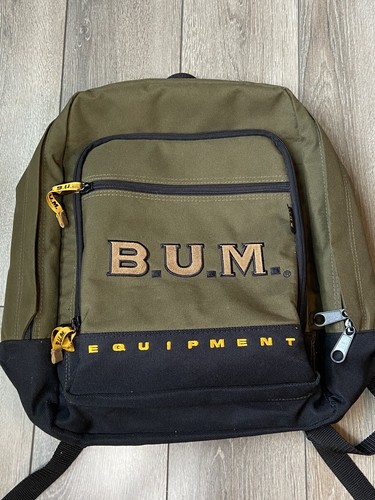Vintage B.U.M. Equipment BACKPACK Olive Army Green BUM Bag Luggage ...