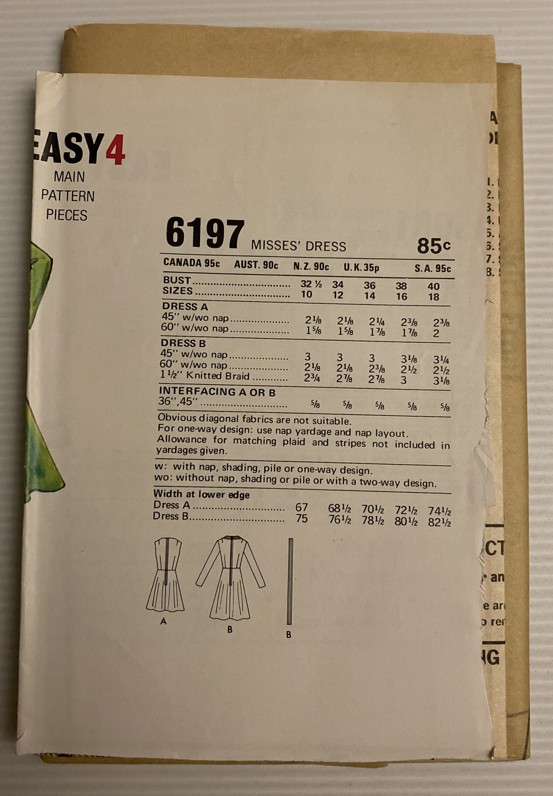 Butterick 6197 Vintage 70s Sewing Pattern Size: 16 Flared Dress with ...