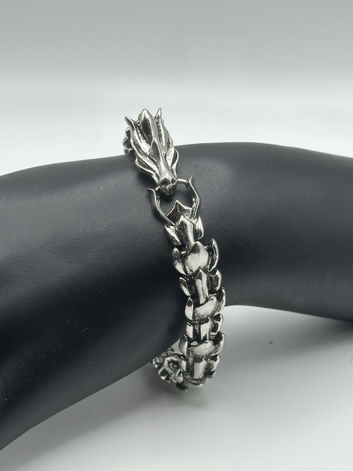 925 Dragon Bracelet Sterling 30g Silver Linked Scales… - Gem