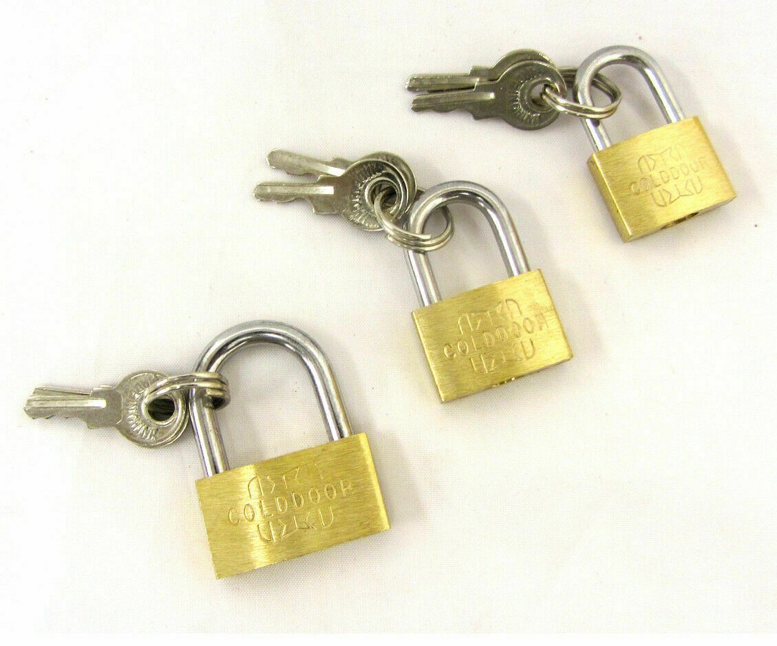 20/25/30mm Pack Of 3 Brass Small Padlocks Luggage Bag Travel Zip ...