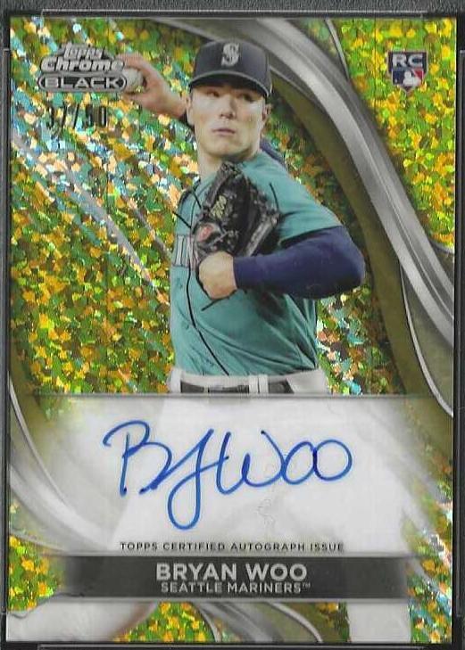 2024 Topps Chrome Black - Autographs Bryan Woo #CBA-BW Gold Refractor ...