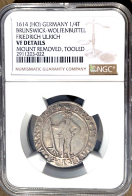 1614 HO German States Brunswick Wolfenbuttel 1/4 Taler NGC VF Germany ...