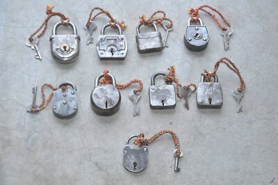 9 Pc Vintage Iron Different Shape Handcrafted German Padlocks , Germany ...