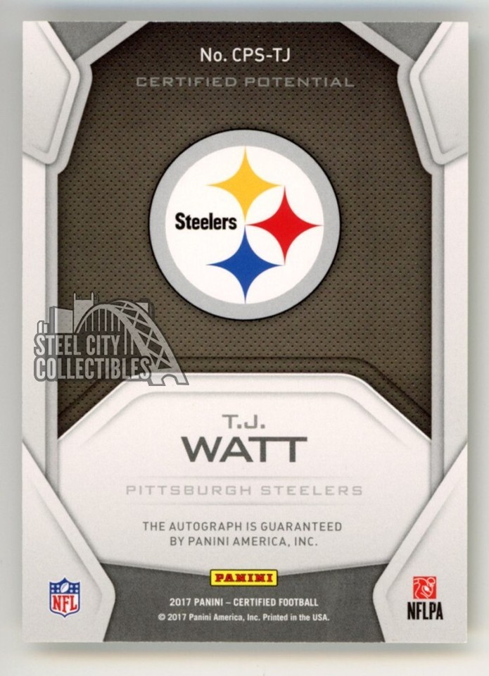 TJ Watt 2017 Panini Certified Potential Gold Autograph Rookie Card 25/ ...