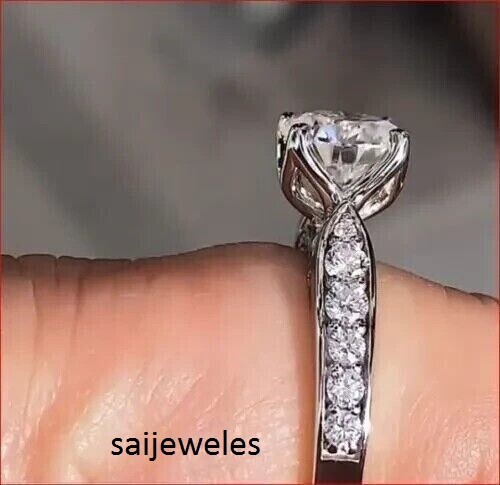 2.88CT Round Cut Lab-Created Diamond 14K White Gold Over Engagement Wedding Ring | eBay