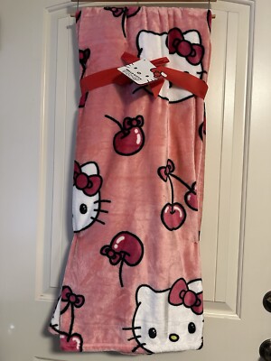 Hello Kitty Cherry Bow Throw Blank 60x70. | eBay