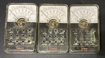 Qty 3 - Vintage Simpson 355 Midgetester Volt Ohm Meters for Parts or ...