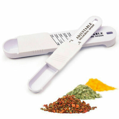 NEW 2 ADJUSTABLE SLIDING MEASURING SPOONS ML TSP TBSP EASY TO USE ...