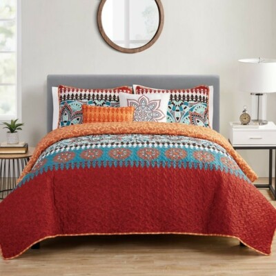 VCNY Home Ezra Vibrant 4 PC TWIN Medallion Reversible Comforter Set ...