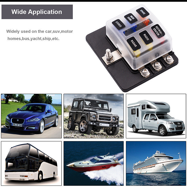 6-Way Auto Fuse Box 12V 24V Universal ATO ATC Blade Fuse Holder Car ...