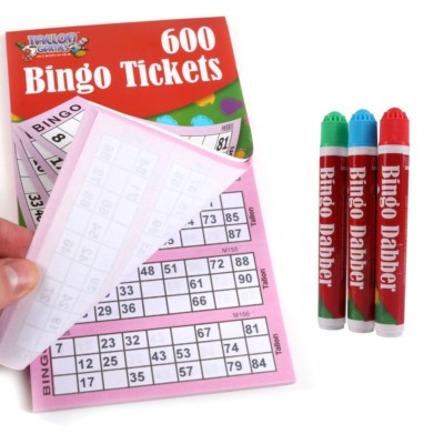 BINGO TICKET BOOKS + DABBER PENS Fun Game Party Markers Sheet Pad ...